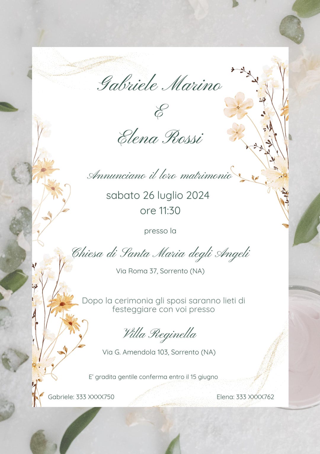 Invito Digitale per Matrimonio, Download Personalizzato Del Modello Di ...