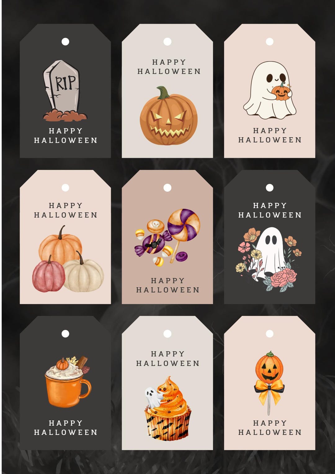 Spooky Halloween Gift Tags Printable Halloween Party Tags Halloween ...