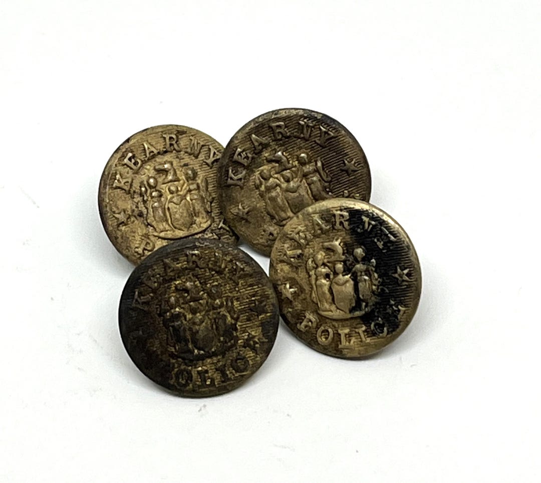 Antique Police Uniform Buttons, Vintage Metal Kearny Police Buttons ...