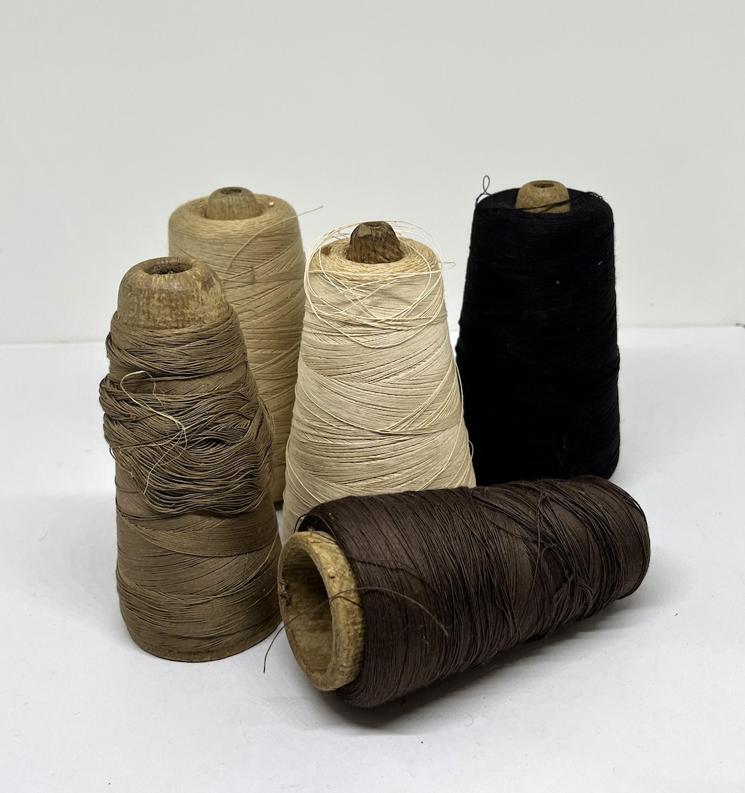 Vintage Cone Spools of Thread, 5 Old Cones of Earth Tone Thread ...