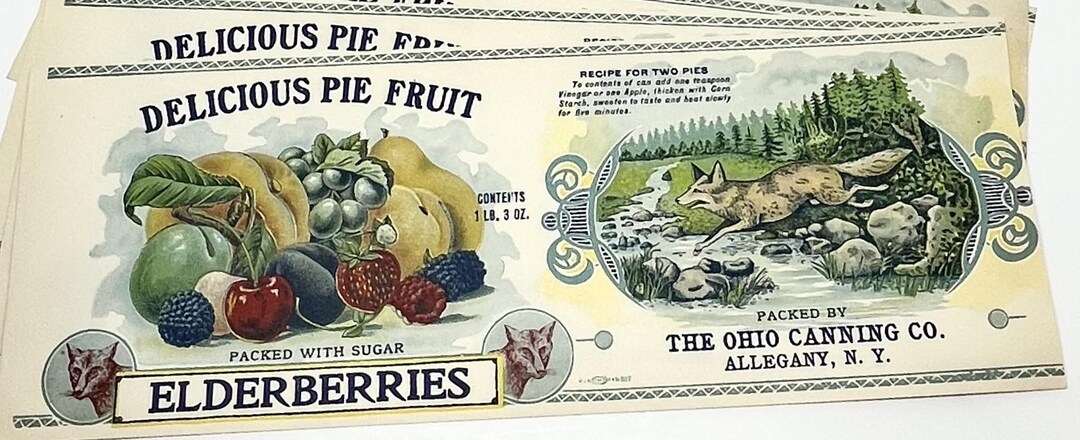 Antique Fruit Can Labels, 5 Beautiful Vintage Labels, Pie Fruit ...
