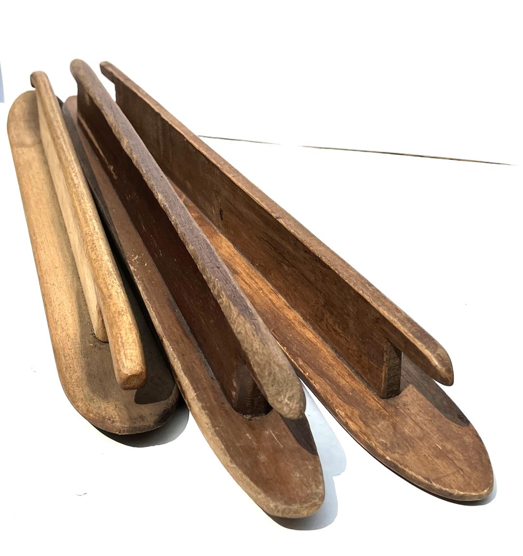 Vintage Weaving Shuttles, 3 Old Wood Ski Shuttles for Yarn, Loom ...