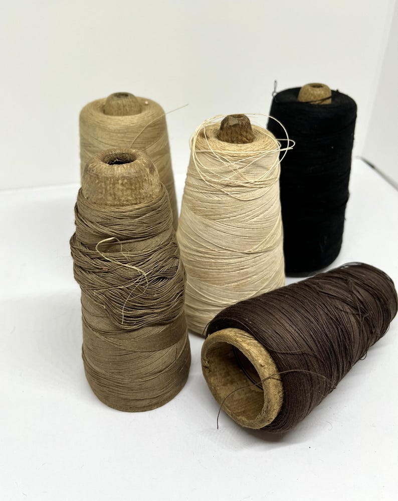 Vintage Cone Spools of Thread, 5 Old Cones of Earth Tone Thread ...