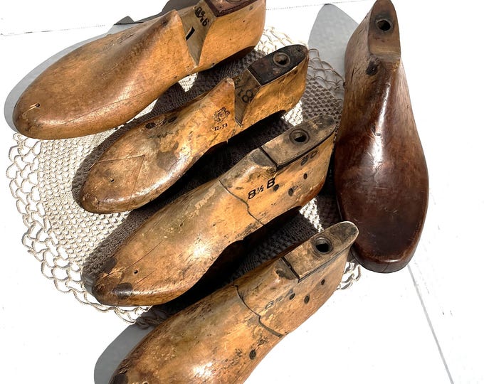 Vintage Wood Shoe Forms, 5 Wooden Shoe Lasts, Cobbler Tools, Primitive ...