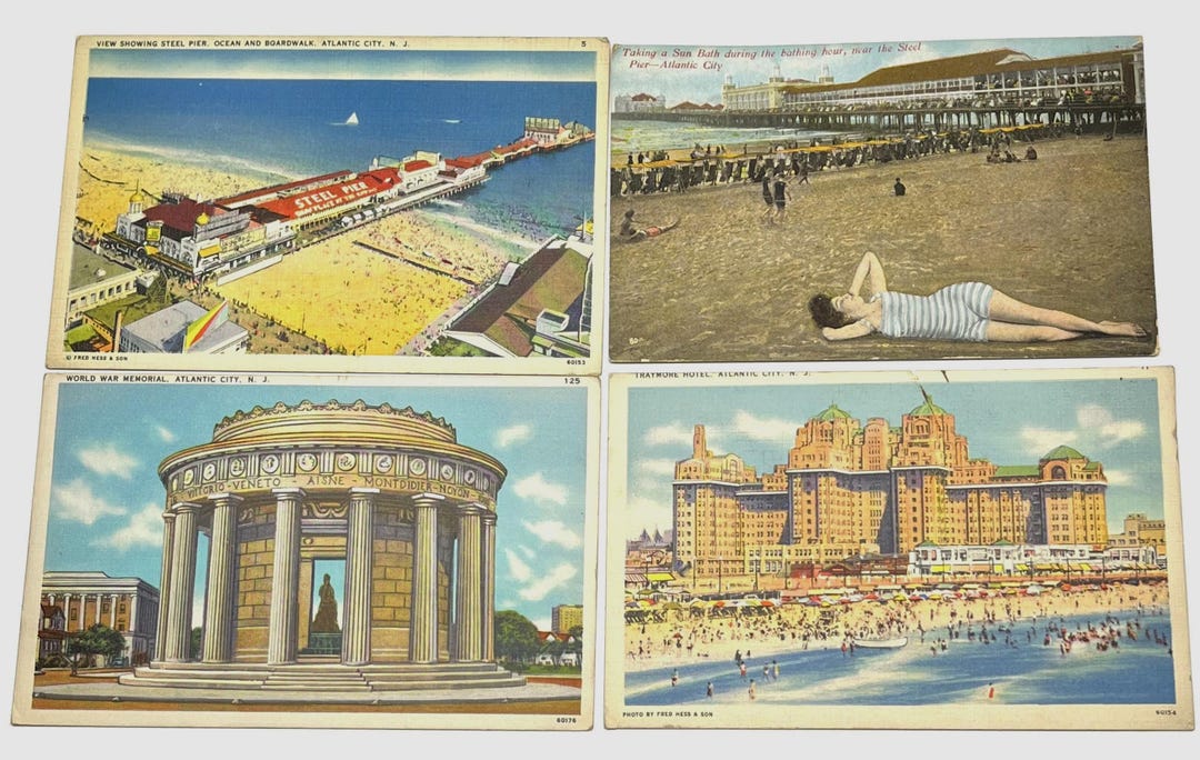 Vintage Atlantic City Postcards, 1915 Bathing Beauty, Linen Set - Etsy