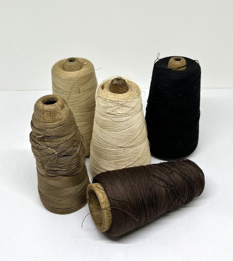 Vintage Cone Spools of Thread, 5 Old Cones of Earth Tone Thread ...