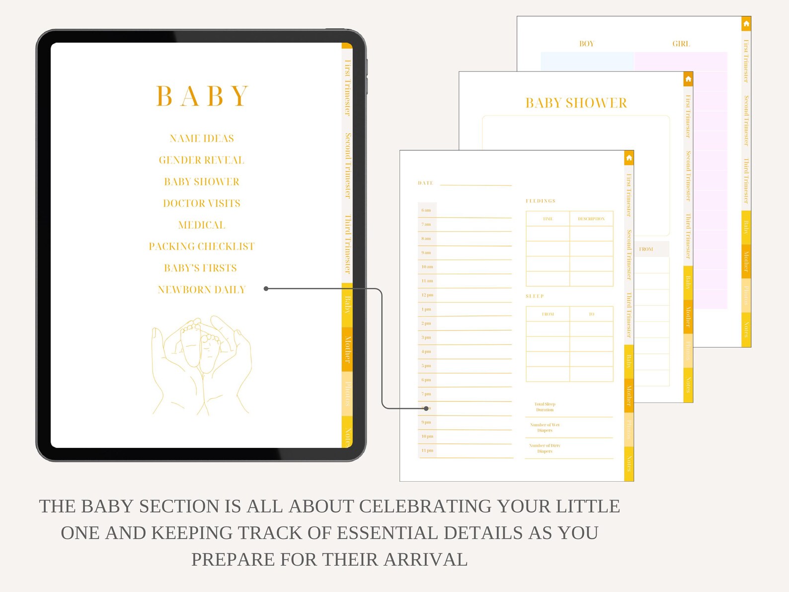 Digital Pregnancy Journal | Hyperlinked Planner, First Time Mom ...