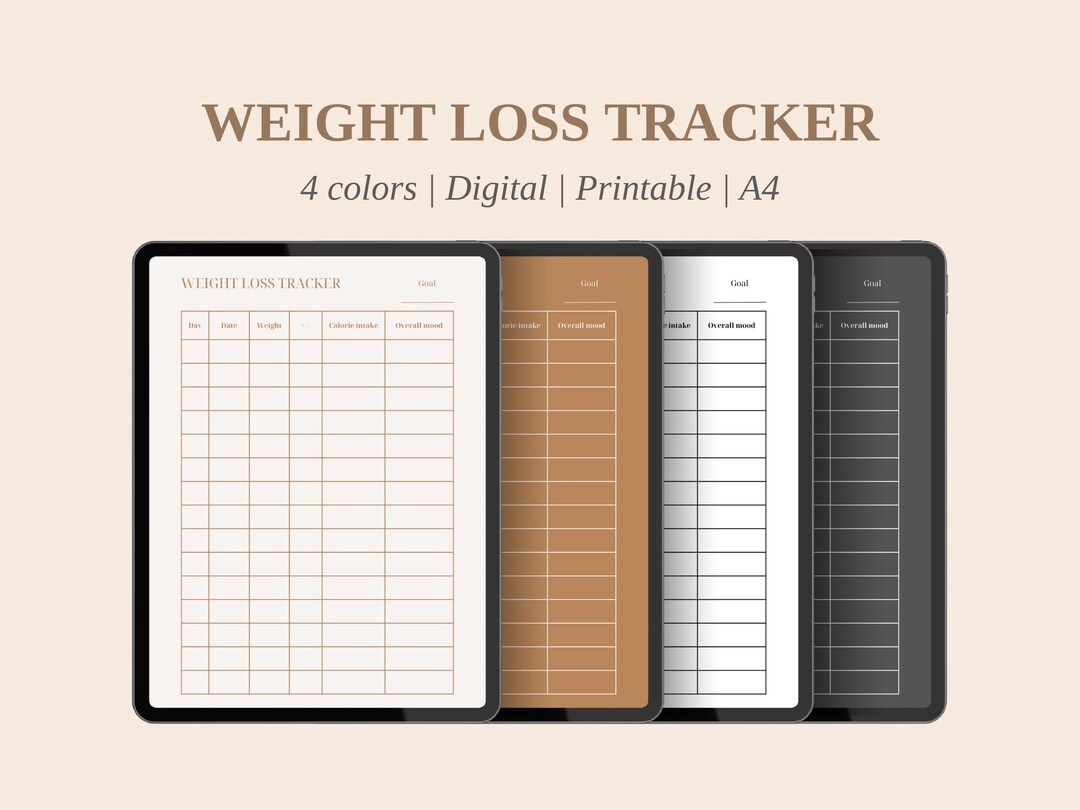 Weight Loss Tracker Digital Printable Fitness Tracker Calorie Tracker ...