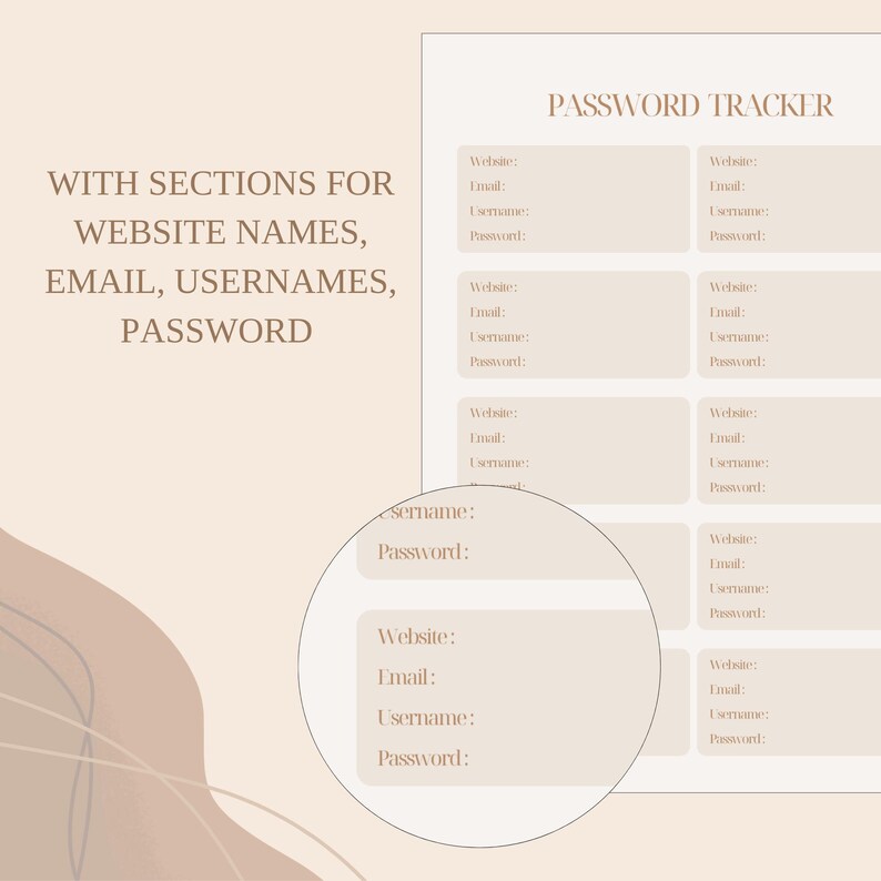 Password Tracker Printable Digital Password Management Journal ...