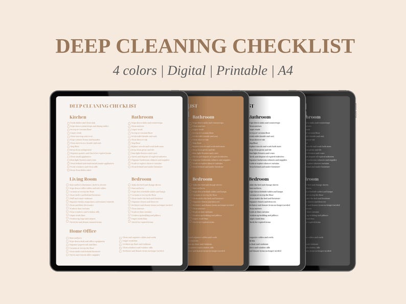 Deep Cleaning Checklist Printable, Weekly Cleaning Schedule (digital ...