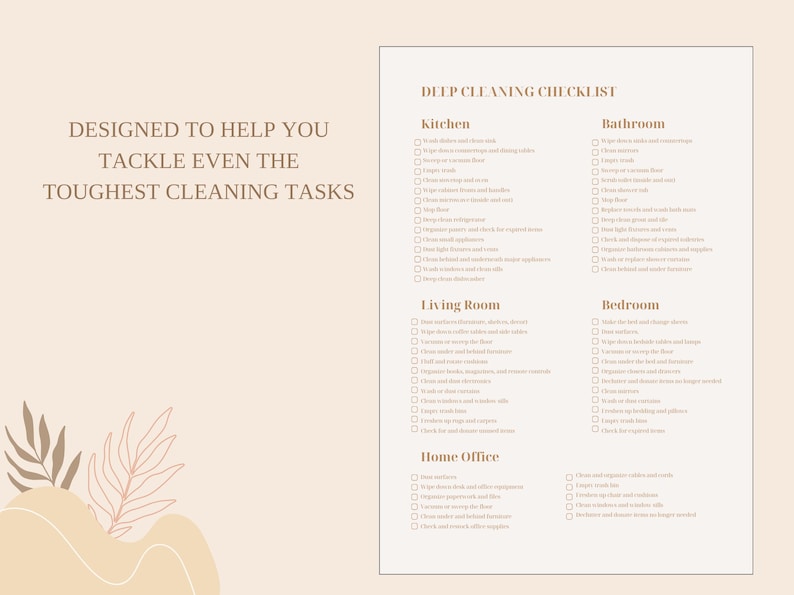 Deep Cleaning Checklist Printable, Weekly Cleaning Schedule (digital ...