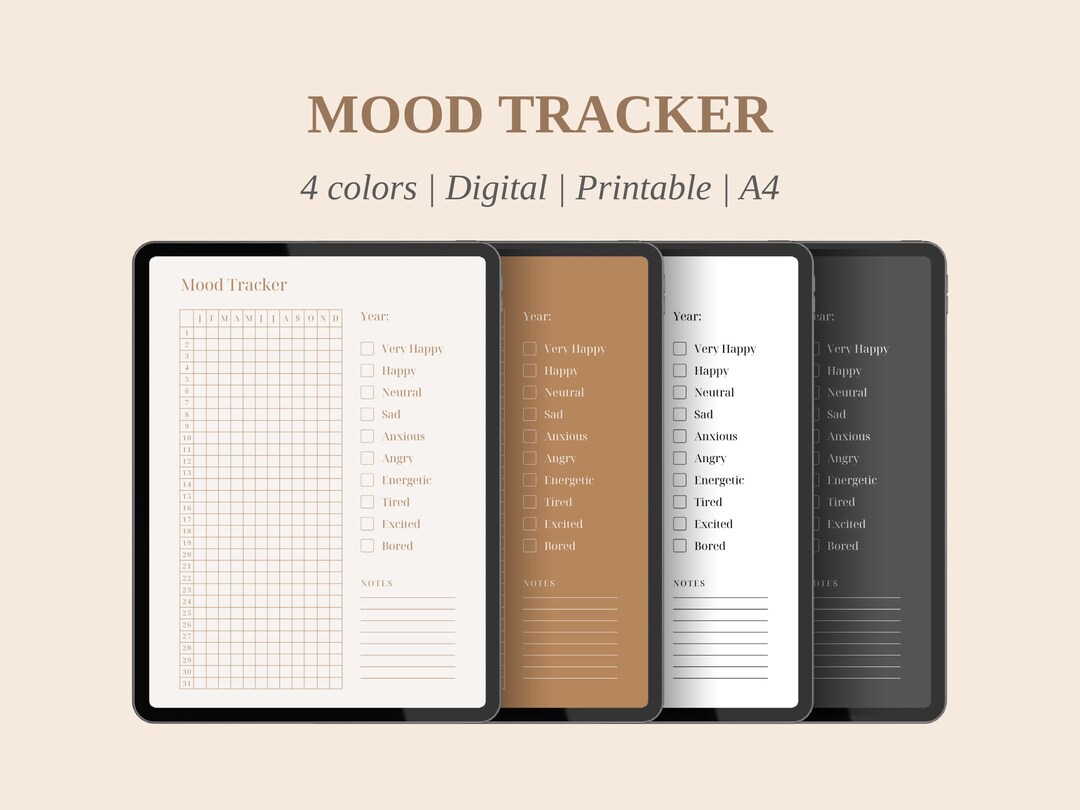 Mood Tracker Printable Daily Mood Tracker Year in Pixel Feelings ...