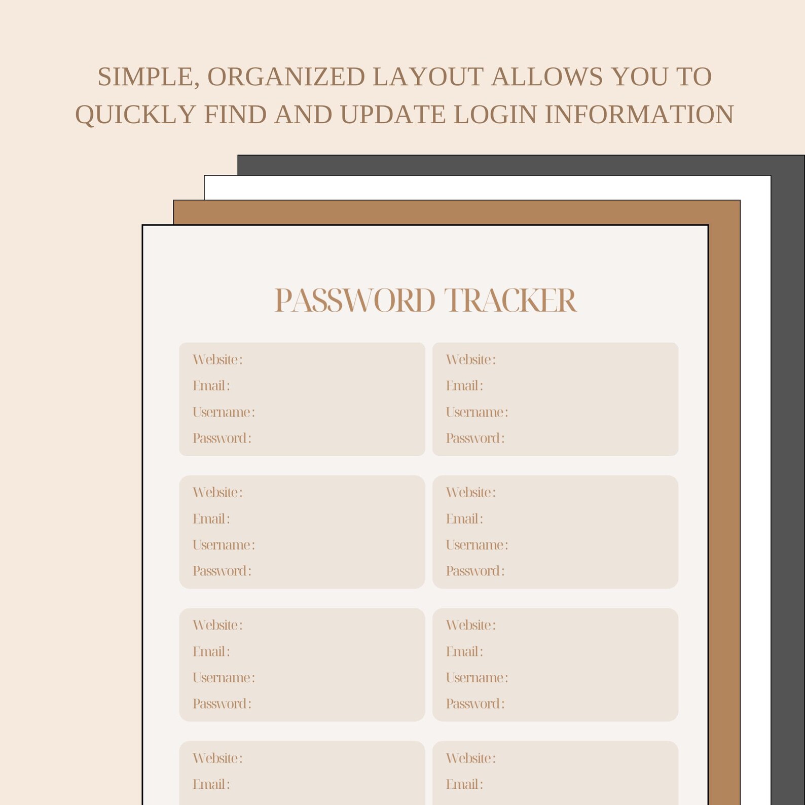 Password Tracker Printable Digital Password Management Journal ...