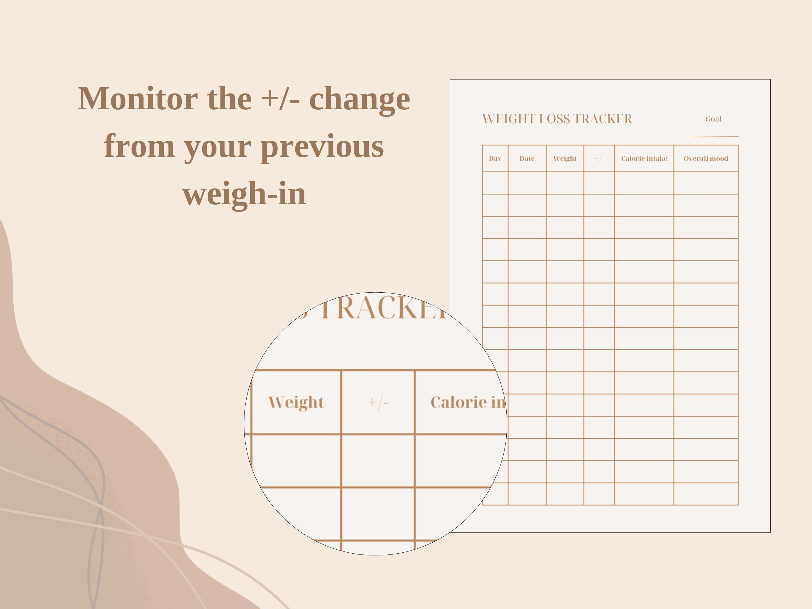 Weight Loss Tracker Digital Printable Fitness Tracker Calorie Tracker ...