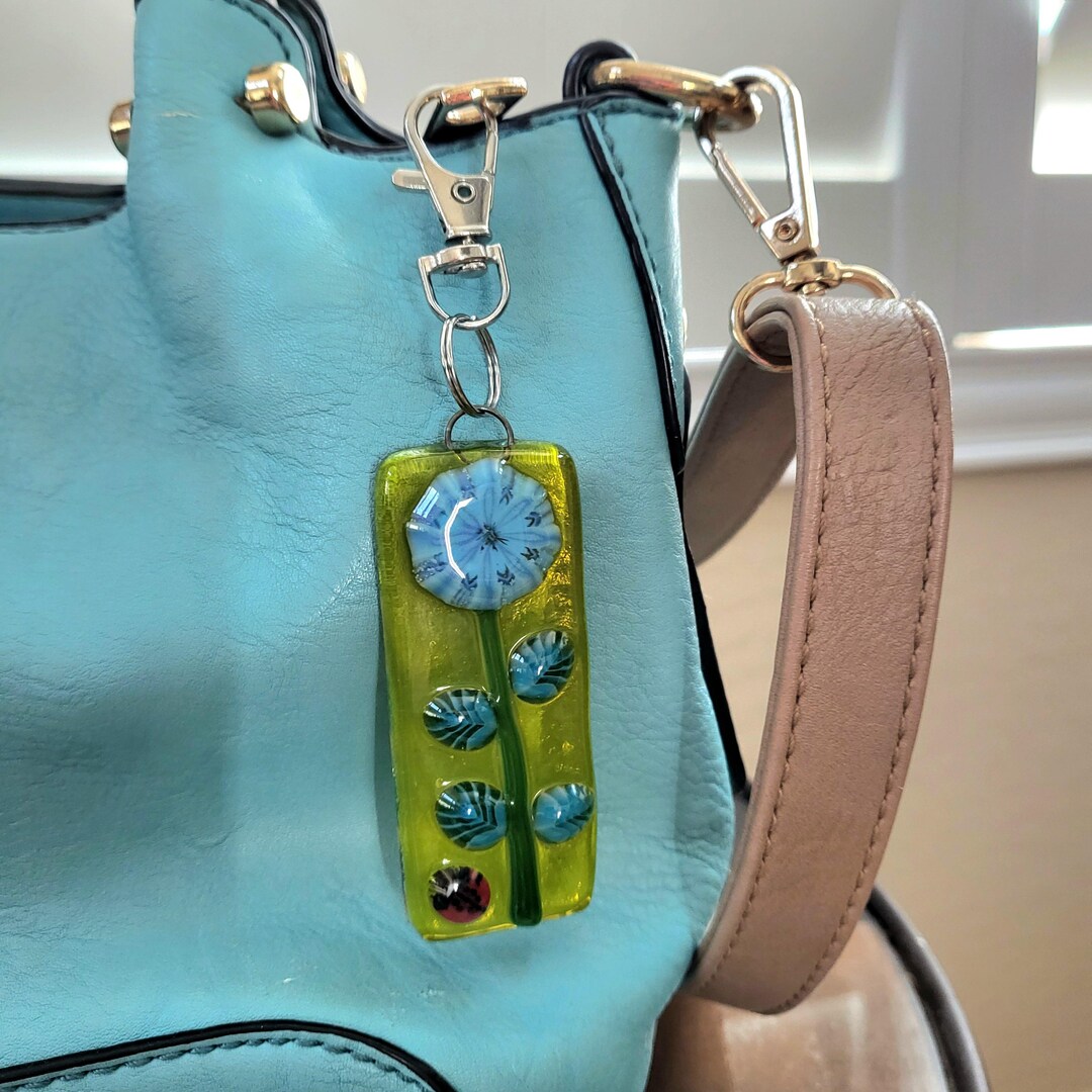 Fused Glass Floral Keychain: Glow-in-the-dark Flower Key Clip - Etsy
