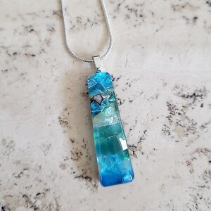 Fused Glass Pendant, Fused Glass Jewelry, Reactive Glass, Blue, Green ...