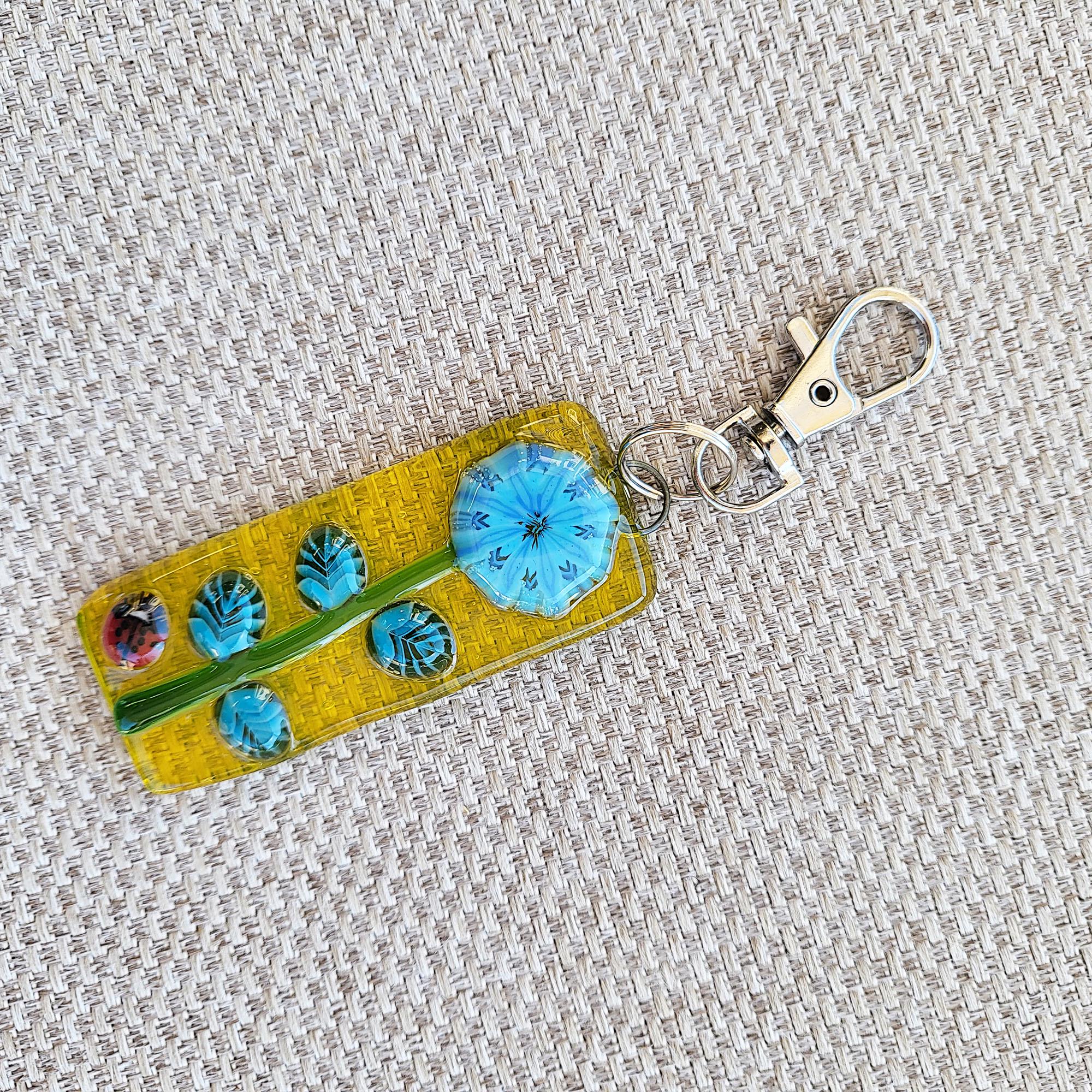 Fused Glass Floral Keychain: Glow-in-the-dark Flower Key Clip - Etsy
