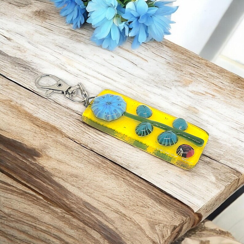 Fused Glass Floral Keychain: Glow-in-the-dark Flower Key Clip - Etsy
