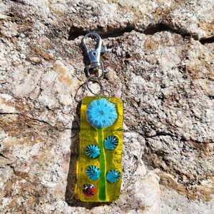 Fused Glass Floral Keychain: Glow-in-the-dark Flower Key Clip - Etsy