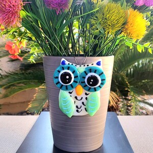 Fused Glass Whimsical Owl Pot/planter Hanger. Fused Glass Owl to Hang ...