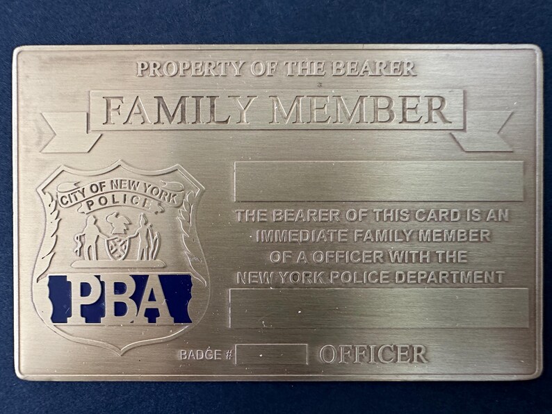 LIFETIME Brand New NYPD PBA Brass Gold Card Great Quality!!! - Etsy