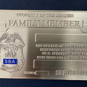 Brand New Lifetime Pba Sba Brass NYPD SERGEANTS Card - Etsy