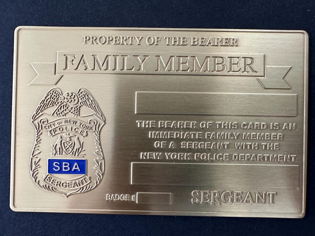 Brand New Lifetime Pba Sba Brass NYPD SERGEANTS Card - Etsy