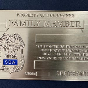 Brand New Lifetime Pba Sba Brass NYPD SERGEANTS Card - Etsy