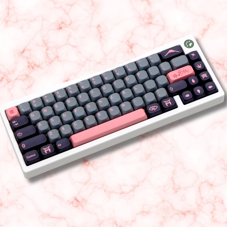 130 Keys GMK Inspired Night Sakura Keycaps Set, Double Shot PBT Keycaps ...