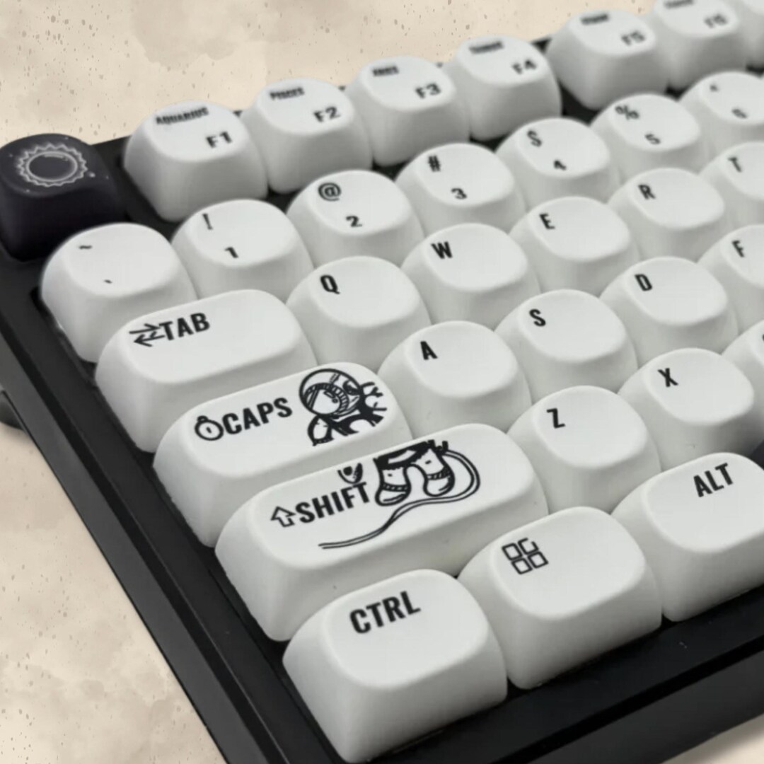 130 Keys Space Astronaut Theme Keycaps Set, Cute Moa Keycaps, Plain ...