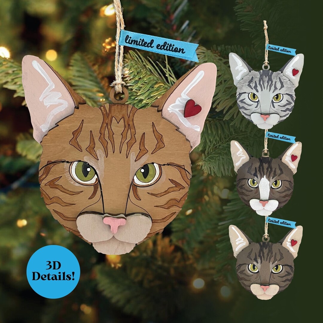 3D Hand Painted Tabby Cat Ornament – Limited Edition | Hand Painted ...