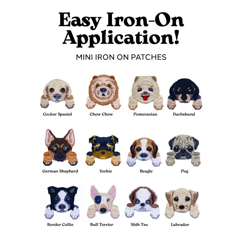 Mini Iron-on Dog Breed Patches – Cute & Easy DIY Embellishments - Etsy