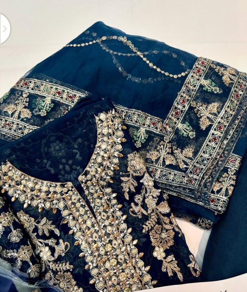 Pakistani Indian Wedding Dress Shirt Nikkah Garara Mehndi Mayon Hand ...