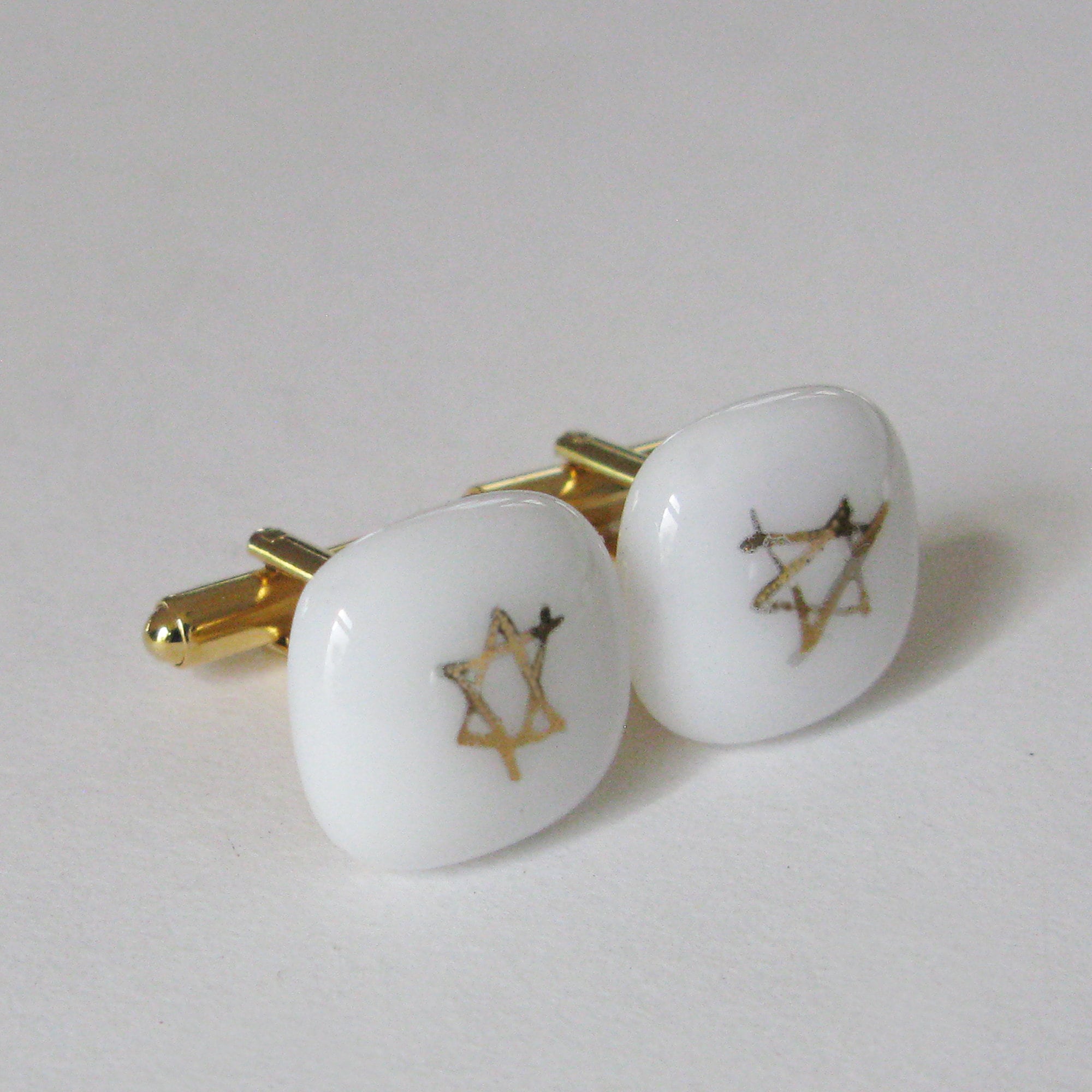 Star of David Cufflinks - One-of-a-kind - Gold Plated Hardware. - Etsy