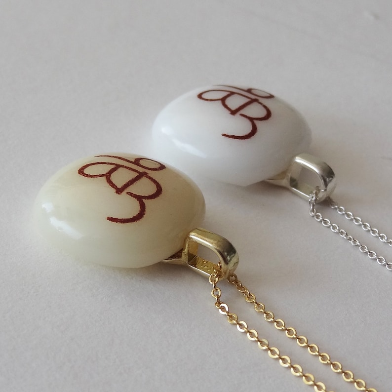 Ek Onkar Pendant: Sepia Symbol, Fused Glass, Gold Filled or Sterling ...