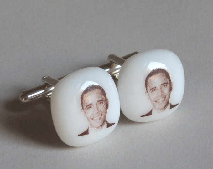 President Obama Cufflinks - Fused Glass - Etsy