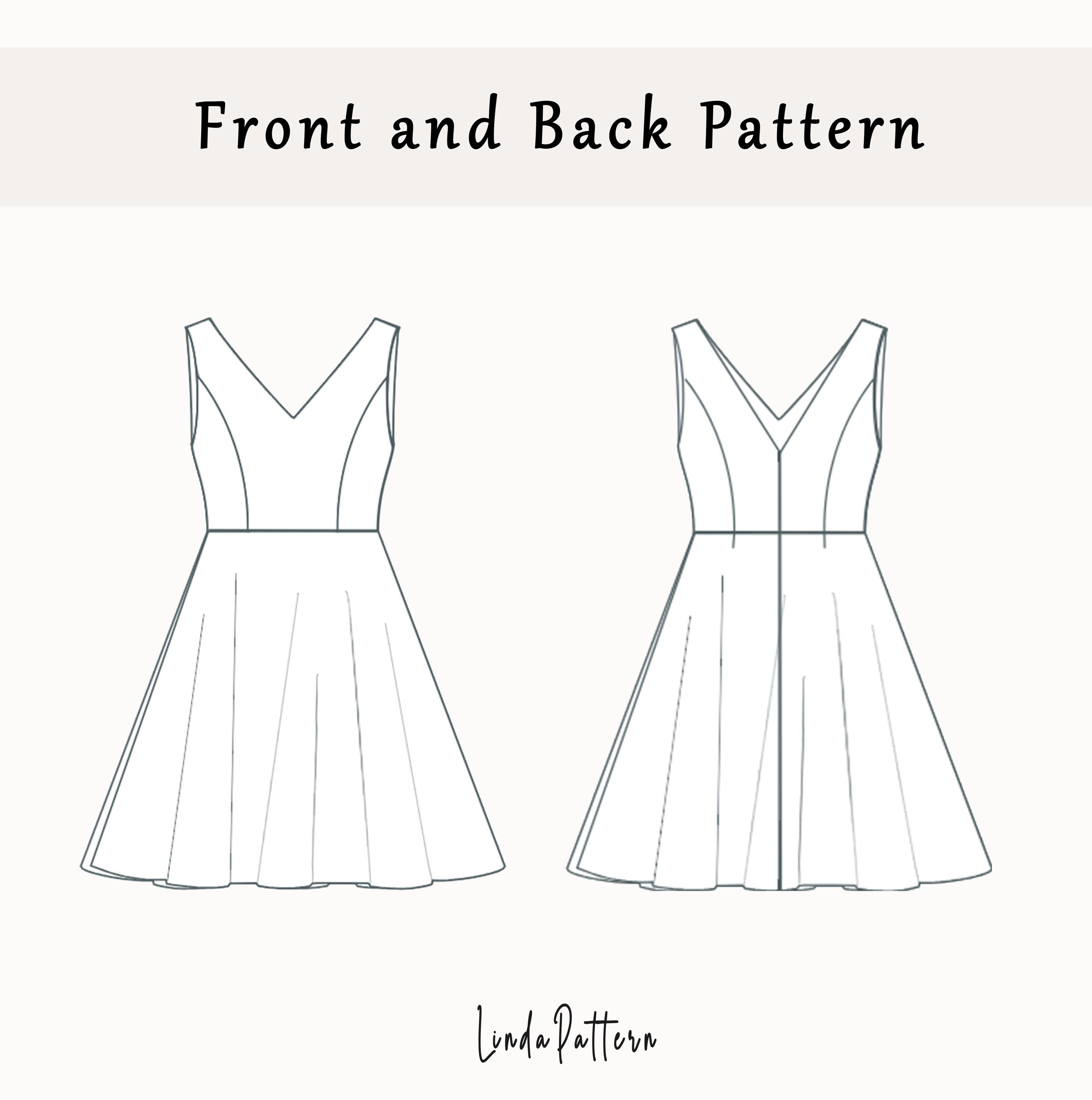V-neck Dress Sewing Pattern, Easy Dress Pattern, Evening Dress ...