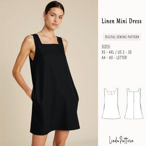 Sleeveless Summer Dress Sewing Pattern, Loose Mini Dress Pattern, Shift ...