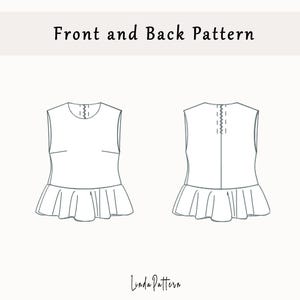 Peplum Ruffle Top Sewing Pattern, Sleeveless Women Top Pattern, Ruffled ...