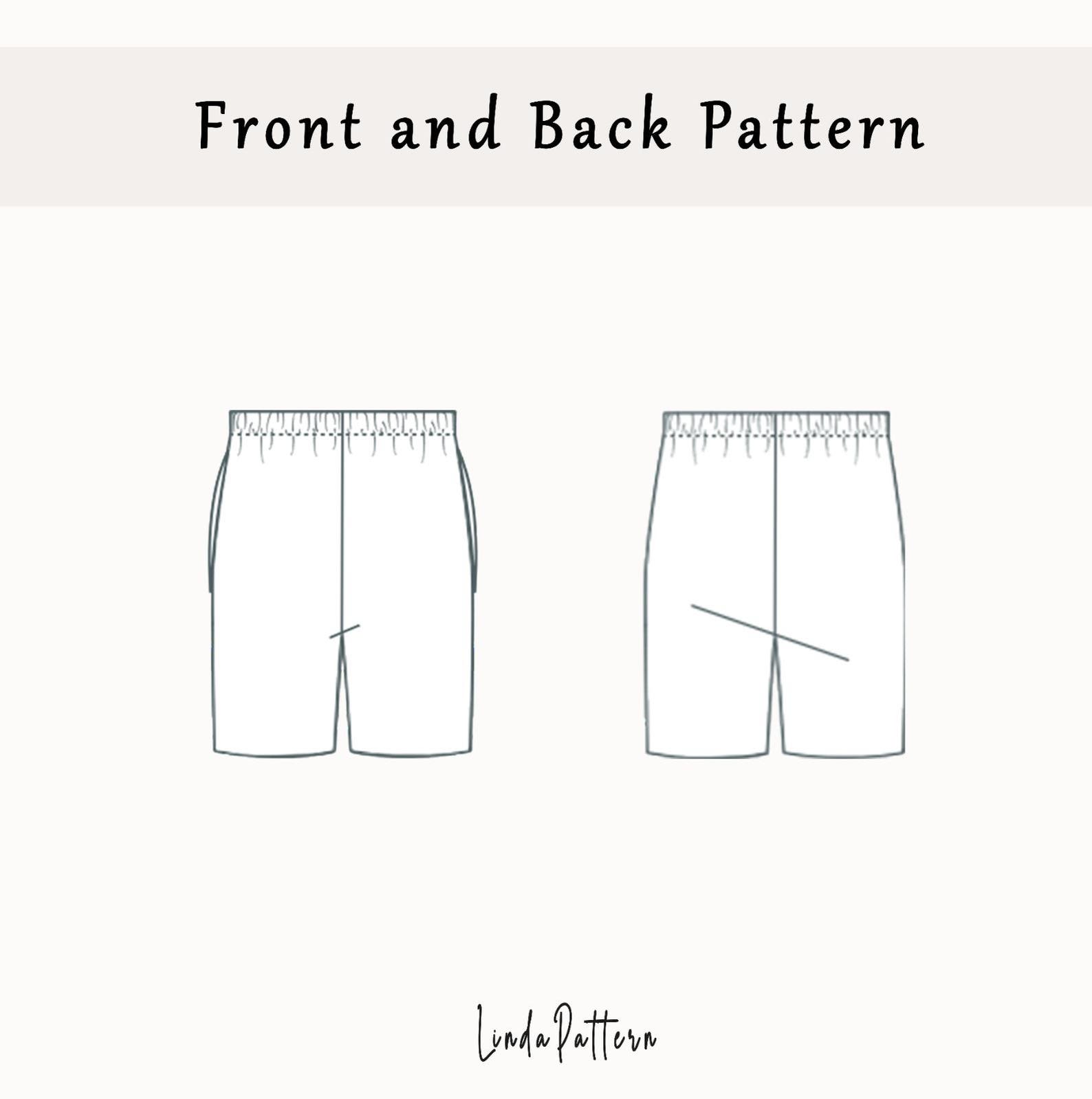Men's Linen Shorts Sewing Pattern, Elastic Waist, XS-3XL (PDF Pattern ...