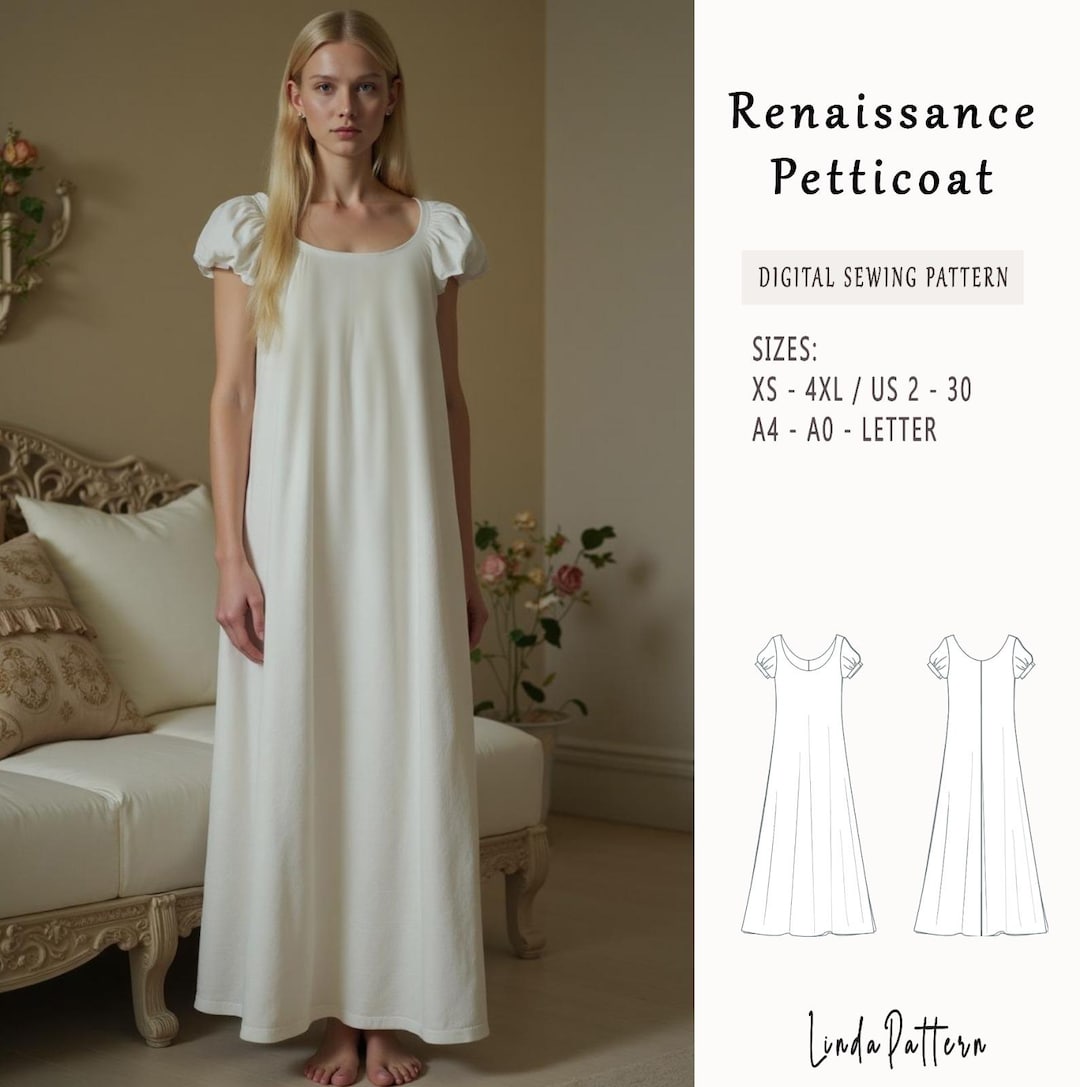 Renaissance Petticoat Sewing Pattern, Chemise PDF Sewing Pattern ...