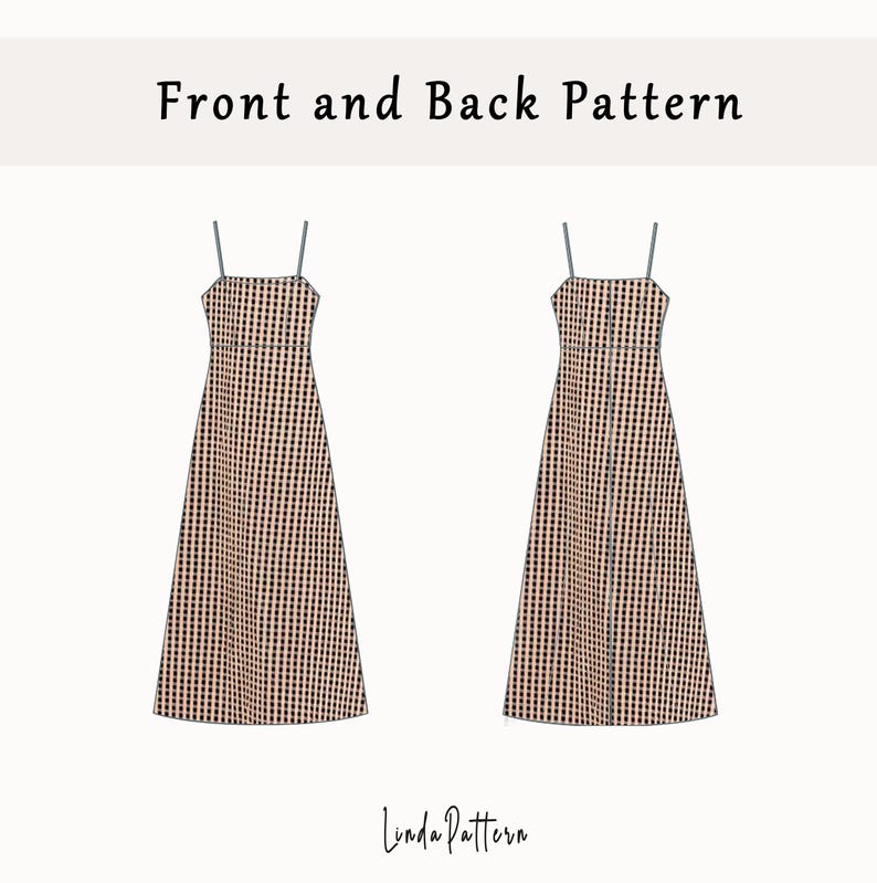 Thin Strap Maxi Dress, PDF Sewing Pattern, Digital Sewing, Women Sewing ...