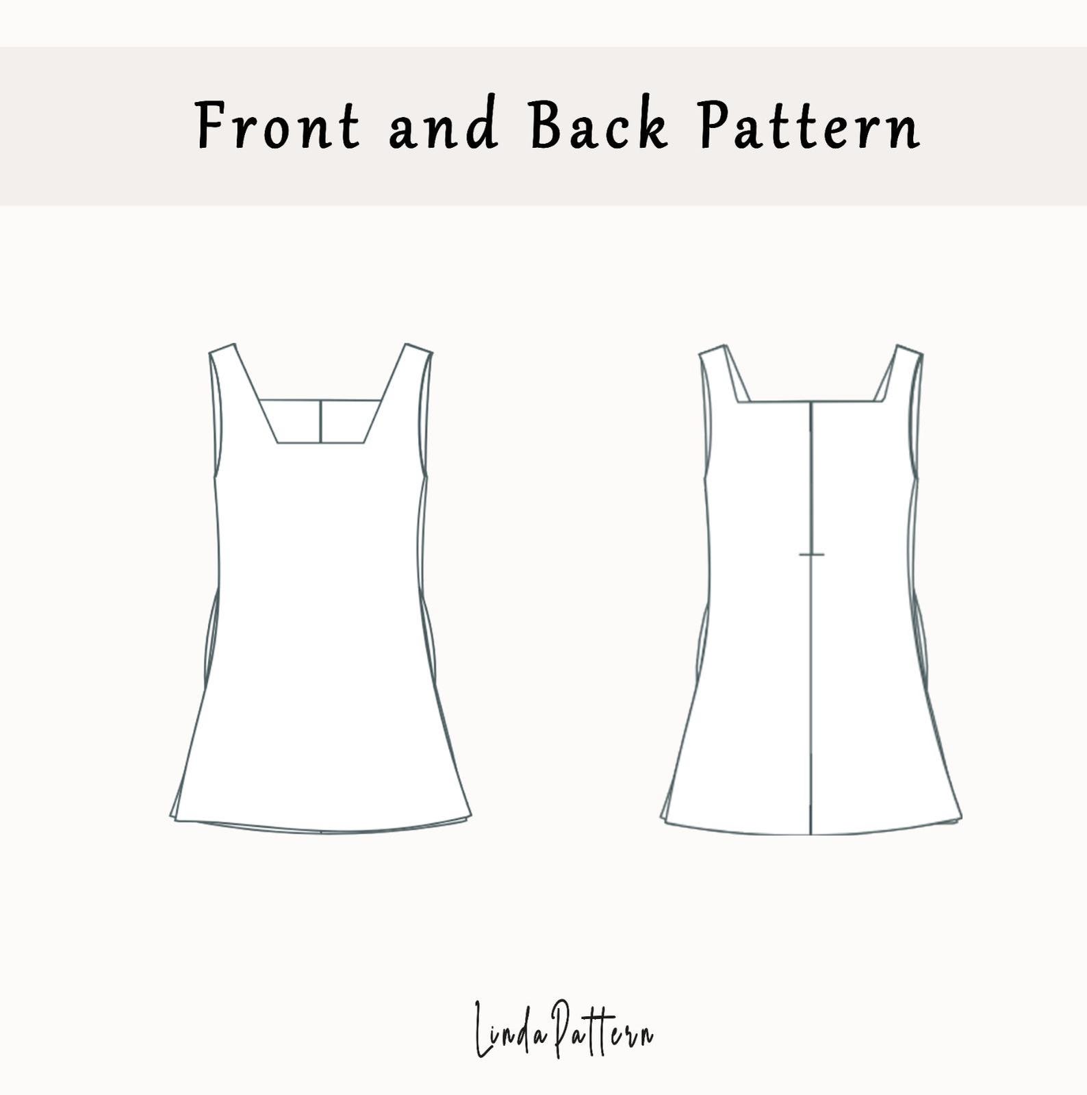 Sleeveless Summer Dress Sewing Pattern, Loose Mini Dress Pattern, Shift ...