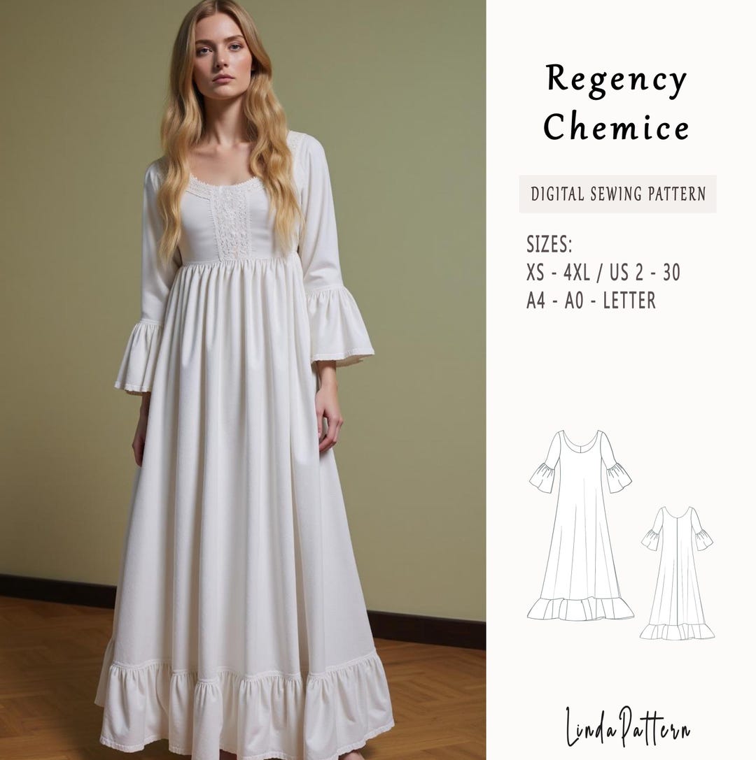 Regency Chemise Sewing Pattern, Petticoat Renaissance, Edwardian ...
