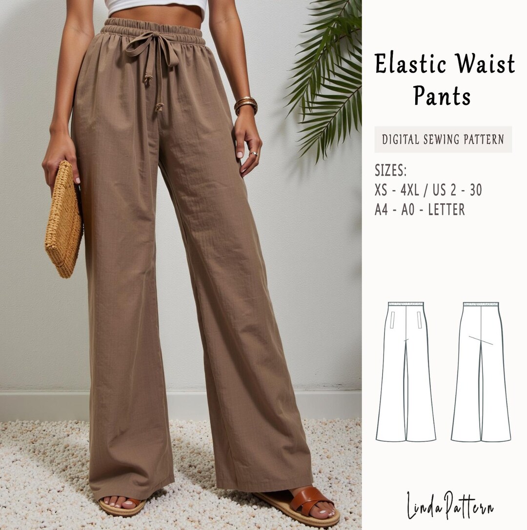 Wide Leg Sweatpants Sewing Pattern, Elastic Pants, Comfy Pants Pattern ...