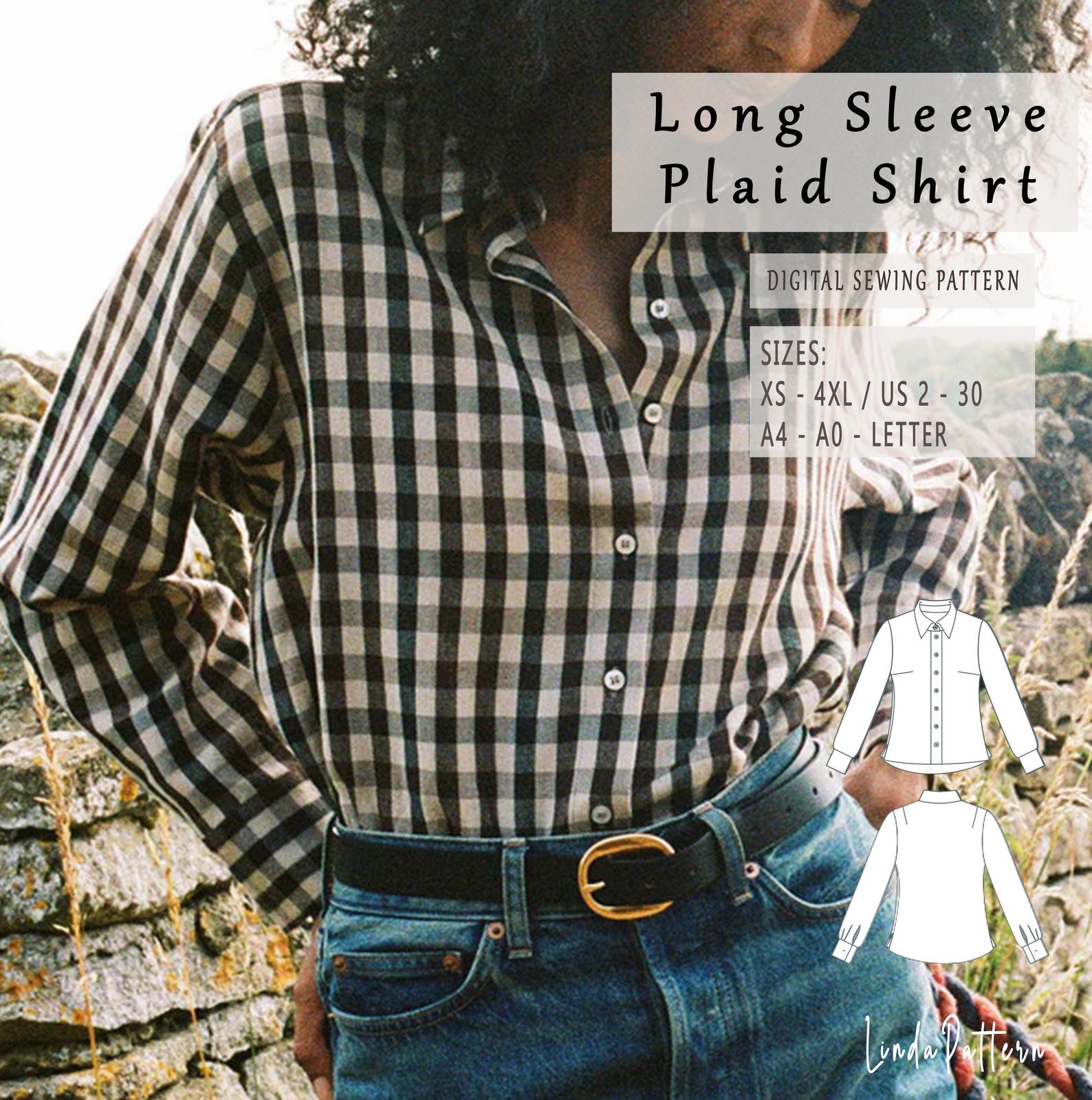 Long Sleeve Palid Shirt Sewing Pattern, Women Shirt Pattern, Anni Shirt ...