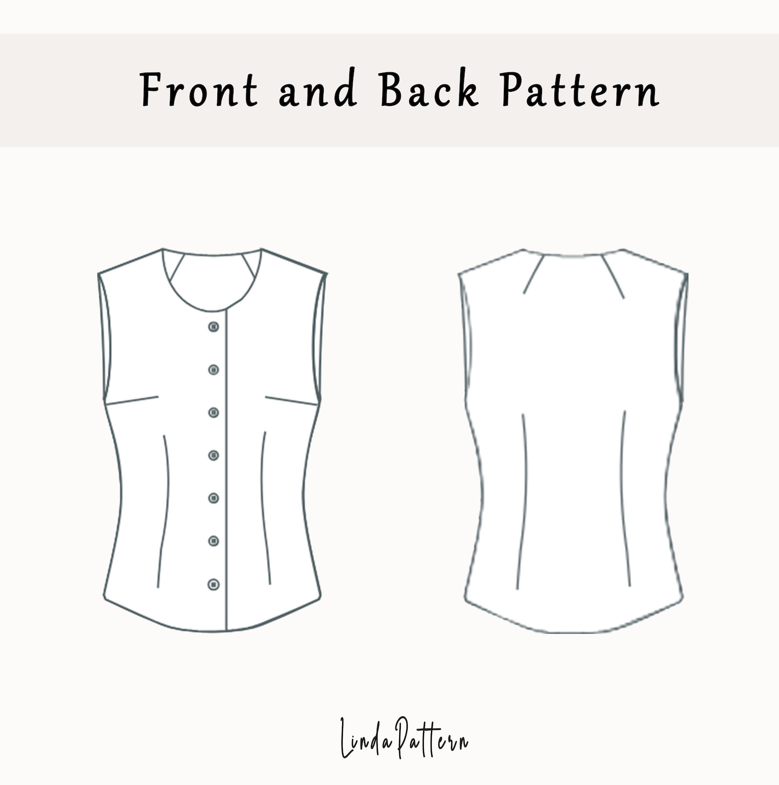 Sleeveless Linen Top Sewing Pattern, Basic Top Sewing Pattern, Easy T ...