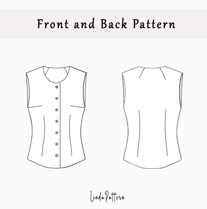 Sleeveless Linen Top Sewing Pattern, Basic Top Sewing Pattern, Easy T ...