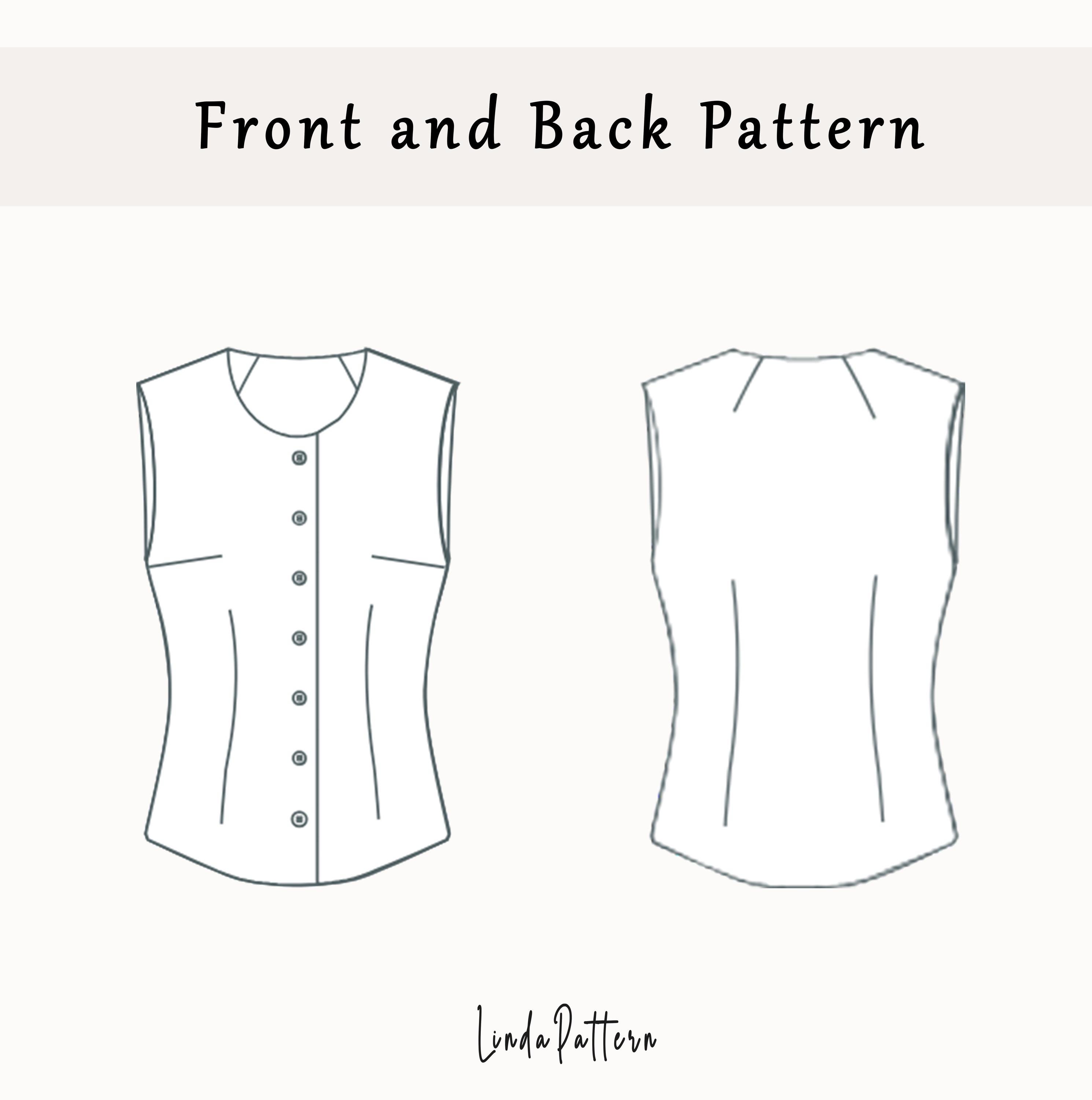 Sleeveless Linen Top Sewing Pattern, Basic Top Sewing Pattern, Easy T ...