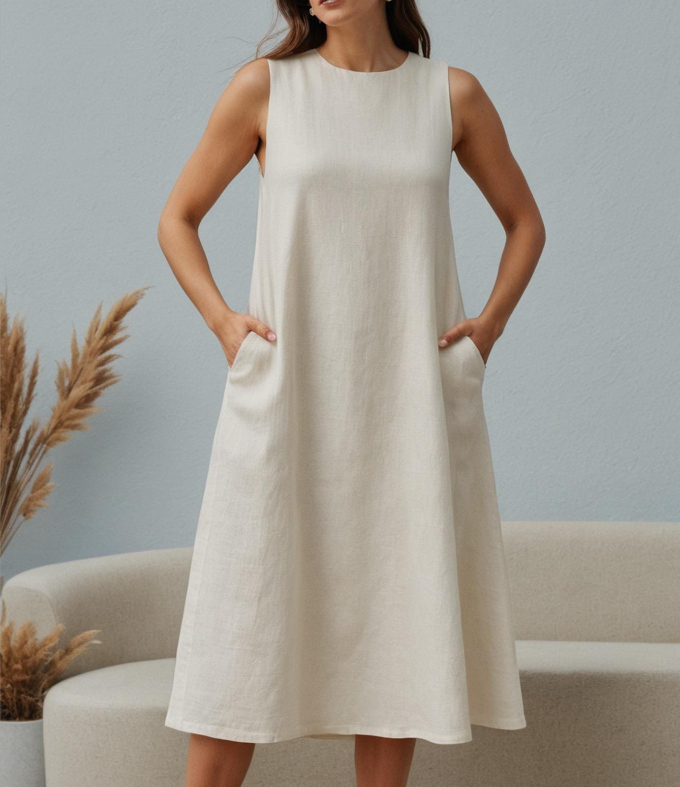 Linen Sleeveless Dress Pattern, Easy Sewing Dress, PDF Pattern, Long ...